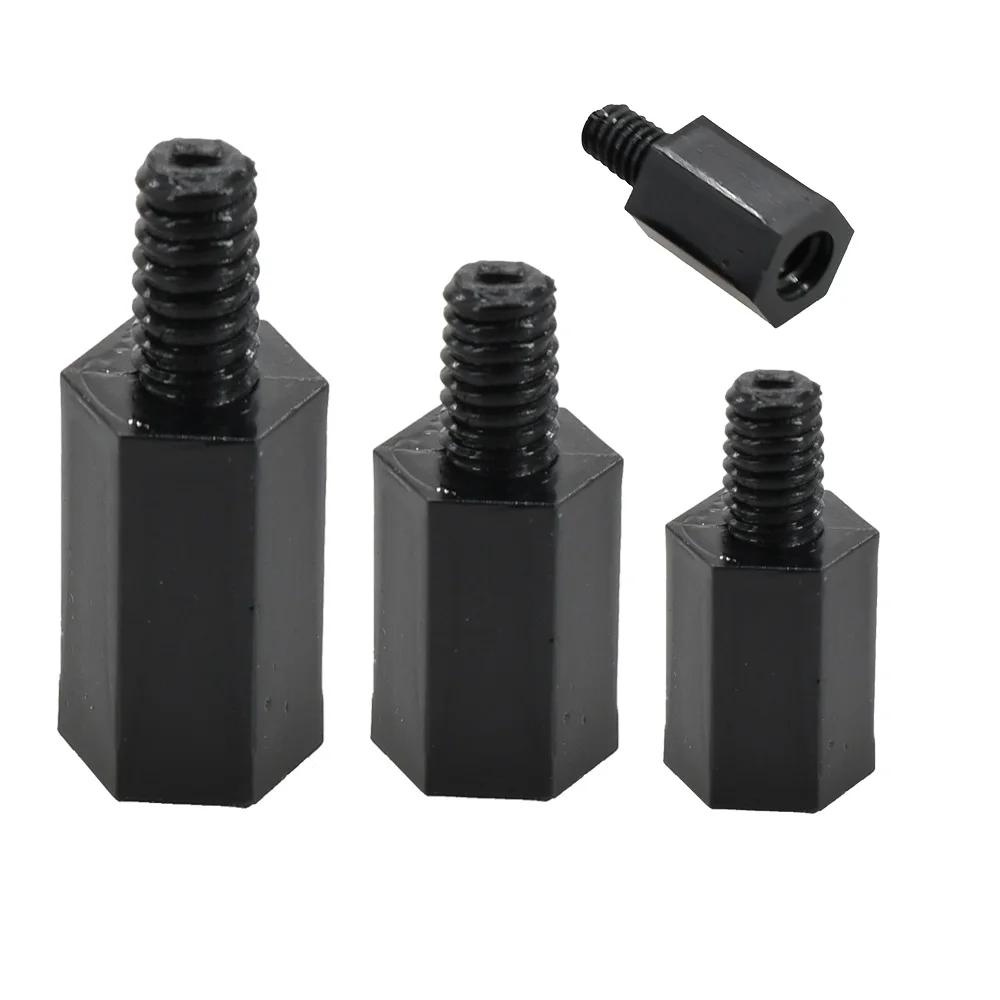 Black Nylon PCB Standoff Spacers Male To Female Motherboard Hexagon ...