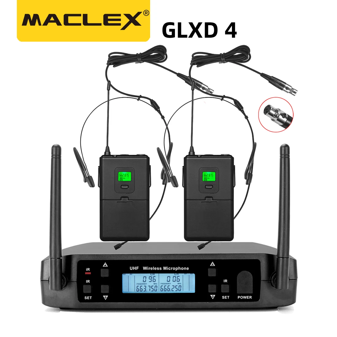 GLXD4-Dual-Transmitter-UHF-Wireless-Microphone-with-Handheld-bodypack-Lapel-Headset-Headworn-Mic ...