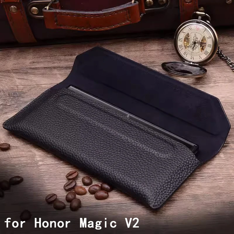 Original-Design-Genuine-Leather-Pouch-for-Honor-MagicV2-Case-Flip-Phone ...