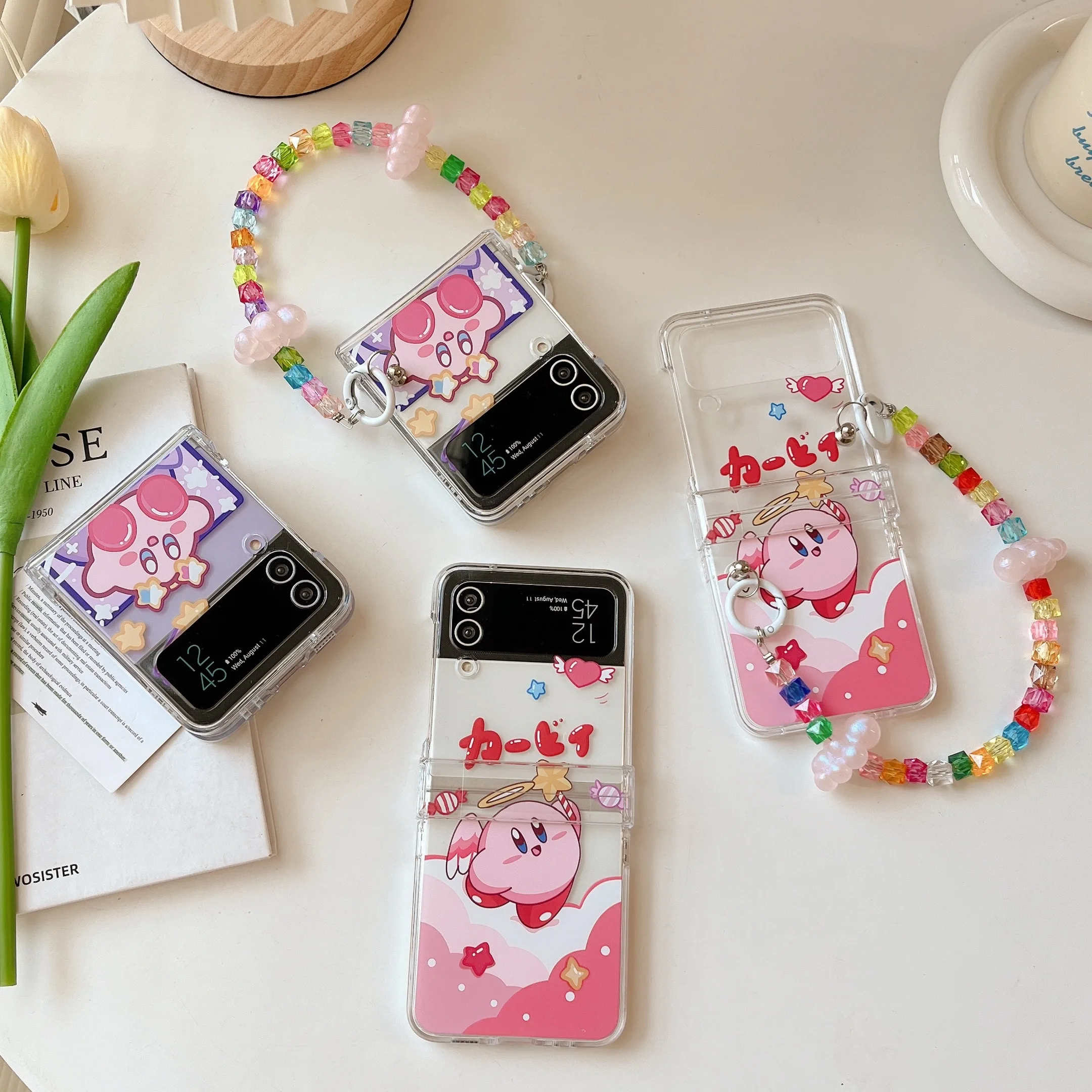 Kirbys with bracelet pink kawaii cartoon Case for Samsung Galaxy Z Flip ...