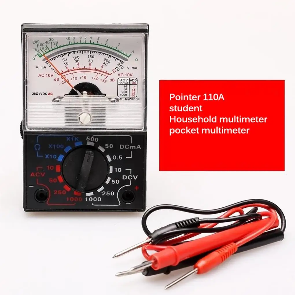 Analog Pointer Multimeter Black Safe AC DC Voltage with Tester Pen ...