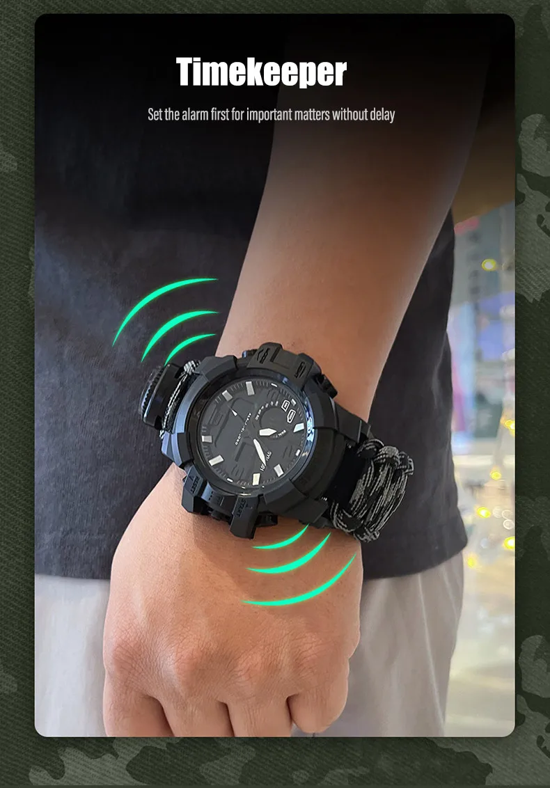 Outdoor-multifunctional-waterproof-umbrella-rope-watch-camping-and ...