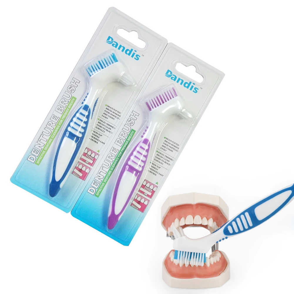 Portable-Denture-Brush-Double-Sided-False-Teeth-Cleaning-Brush-Multi ...