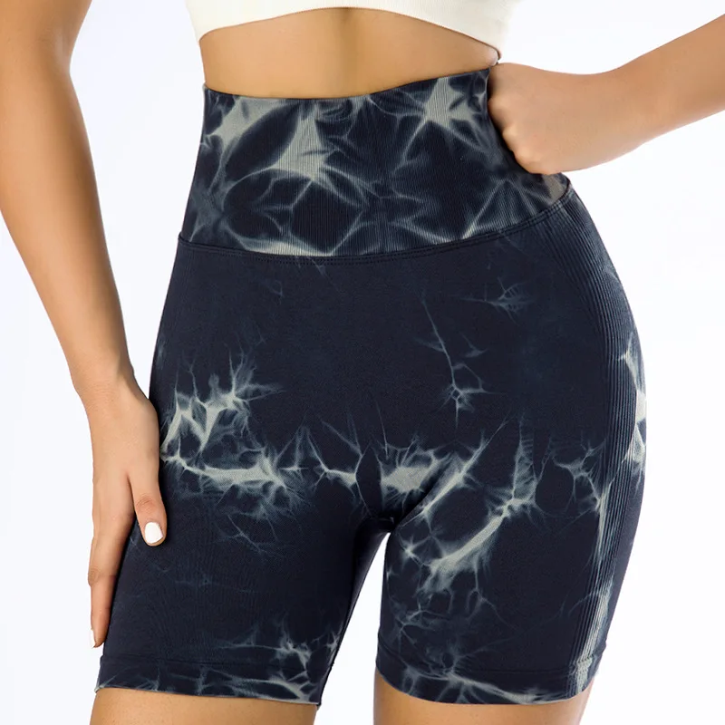 Women Yoga Shorts High Waist Tie Dyed Workout Clothes Sports Fitness ...