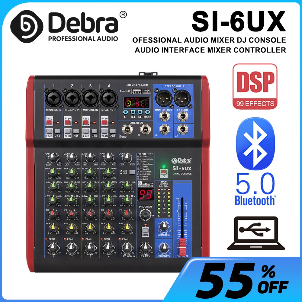 6 Channel Mixer Professional 6 Channel Audio Mixer With 99 DSP Effects ...