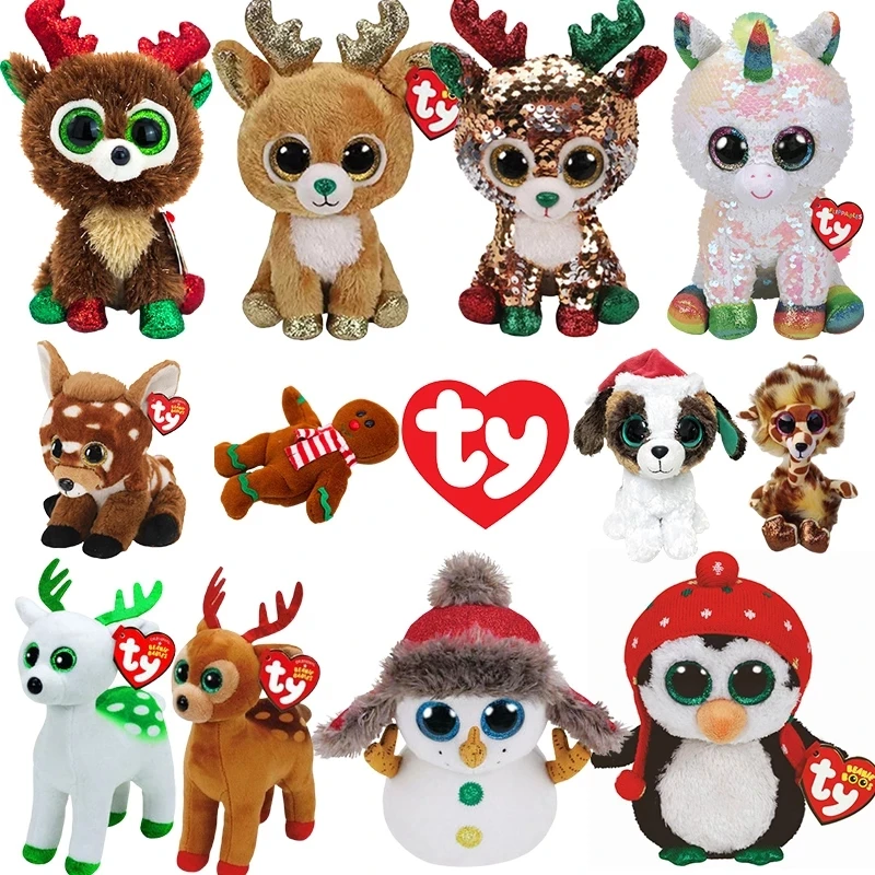 Ty Beanie Boos Sparkling Candy Christmas Series Reindeer Shining Warm ...