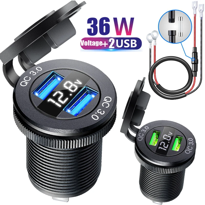 Tomada usb 12v bmw carregador de carro tomada de energia led voltímetro ...