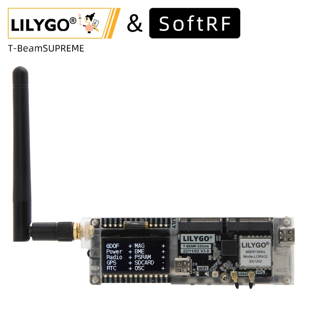 LILYGO® SoftRF T-BeamSUPREME ESP32-S3 LoRa Development Board with SX1262 868/915MHz GPS U-blox ...