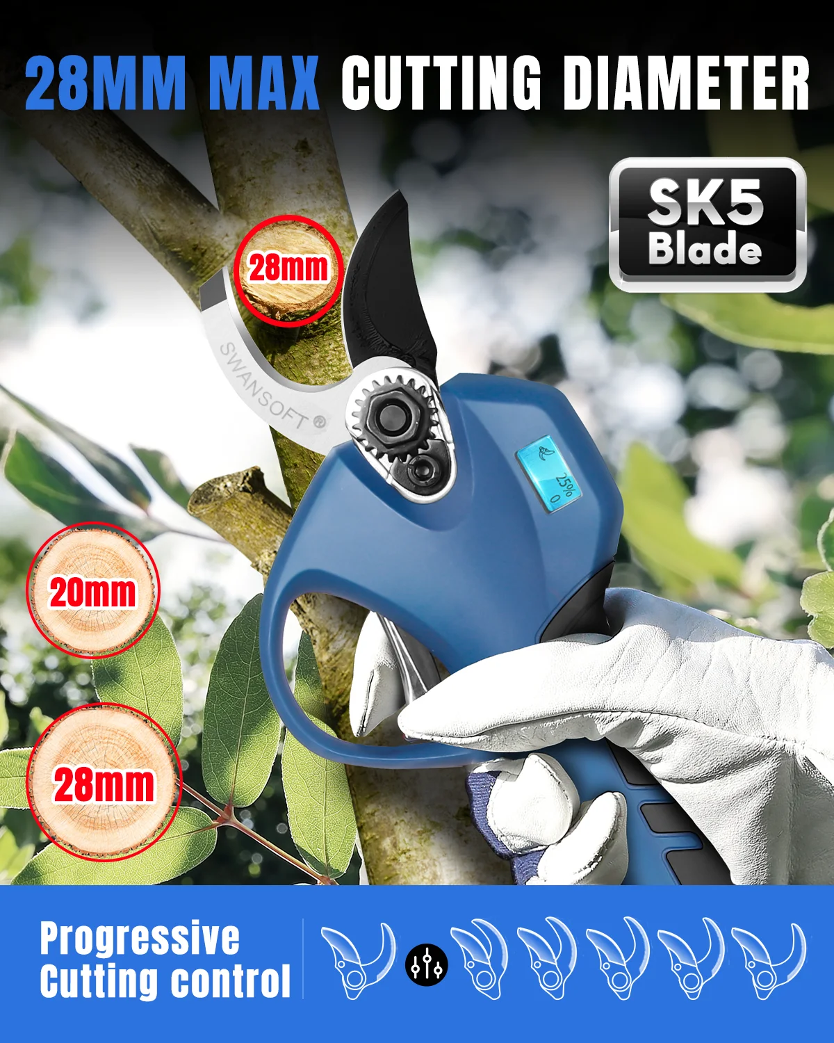 Anti-cut-and-progressive-cutting-28mm-Pruning-Shear-Cordless-Hand-held ...