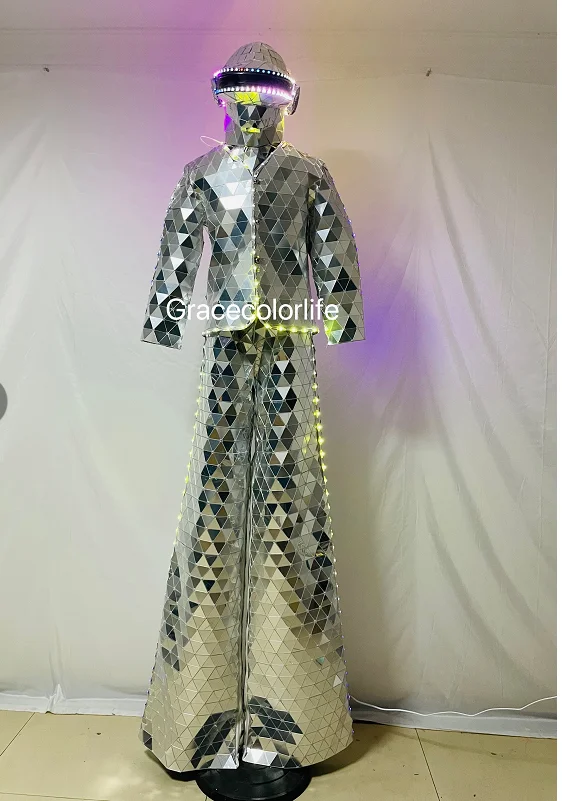 2023-Halloween-Mirror-Costume-Stilts-Walker-led-Robot-suit-Costume-For ...