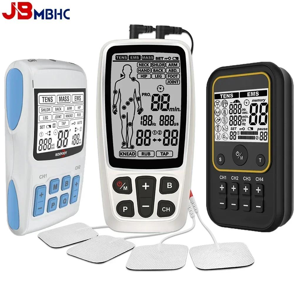 EMS Electric Muscle Stimulator Therapy 2/4 Output Channel TENS Unit ...