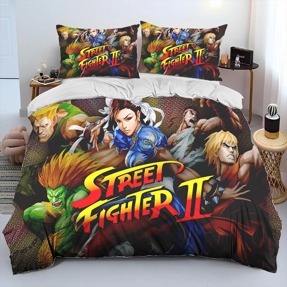 Street-Fighter-Retro-Game-Gamer-Comforter-Bedding-Set-Duvet-Cover-Bed ...