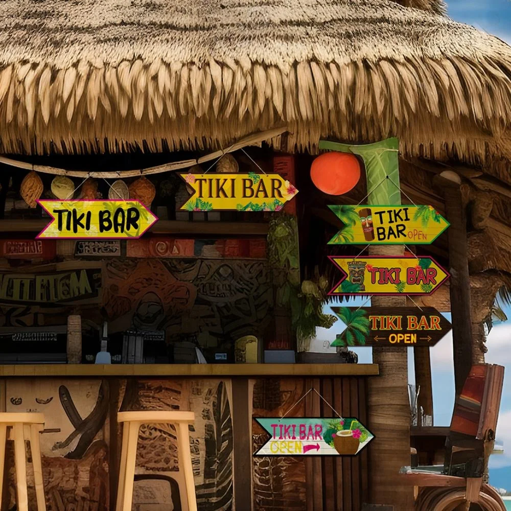 Vintage Tiki Bar Arrow Wood Sign Wooden Plaque Hanging Plaque for Bar ...