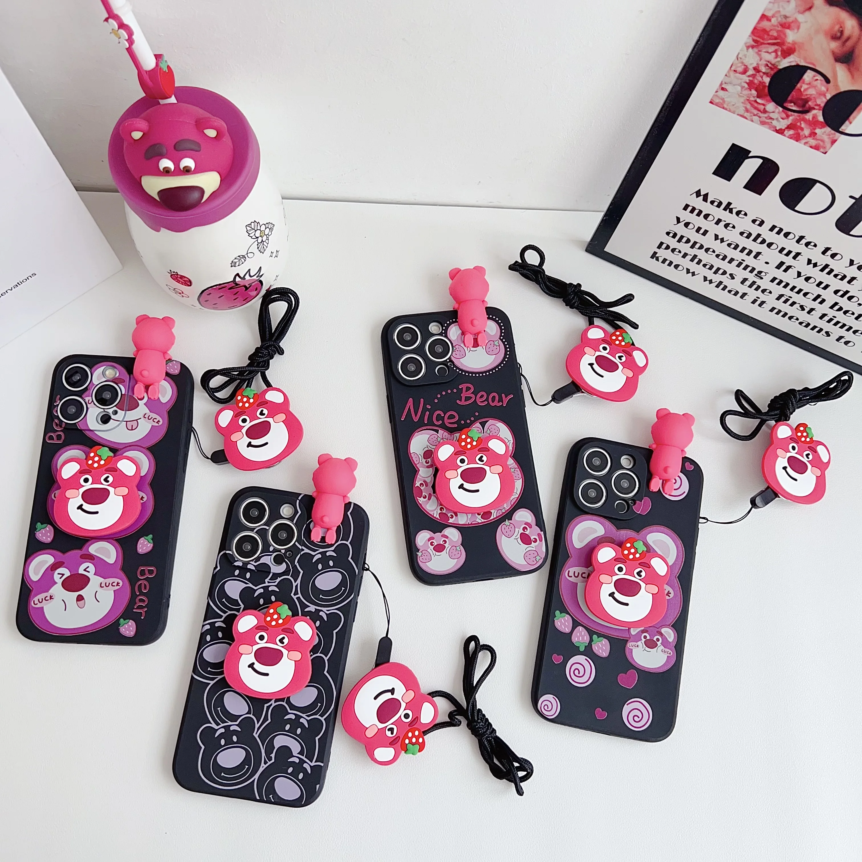 Lotso Bear Phone Case with Holder Rope for G54-5G (H147)