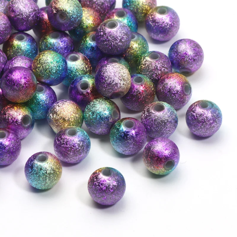 Charm Gradient Color Stardust Matte Scrub Acrylic Round Balls Beads 4/6 ...