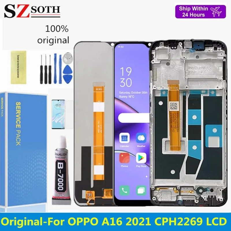 Pantalla táctil Original para OPPO A16 2021 CPH2269, montaje de digitalizador con marco para ...