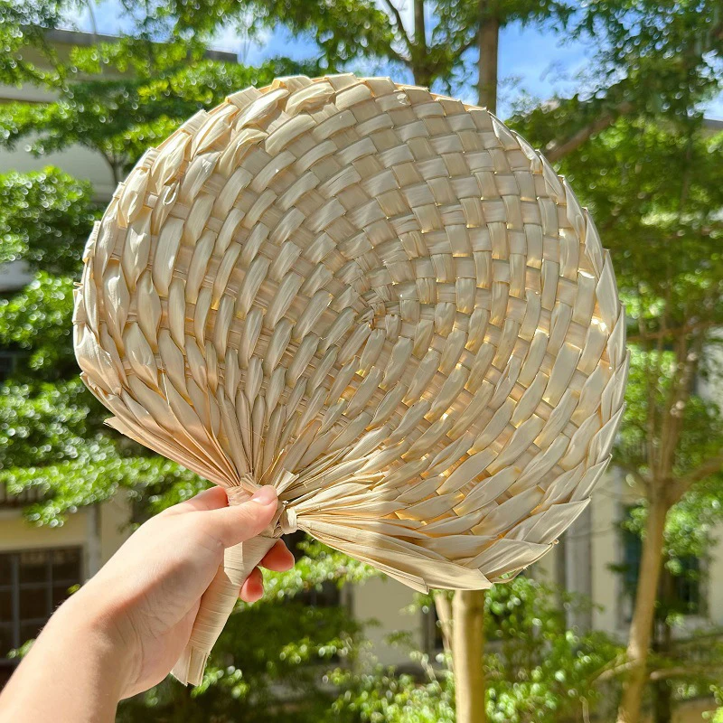 Hand-woven-Palm-Leaf-Hand-Fan-Chinese-Style-Summer-Cooling-Mosquito ...