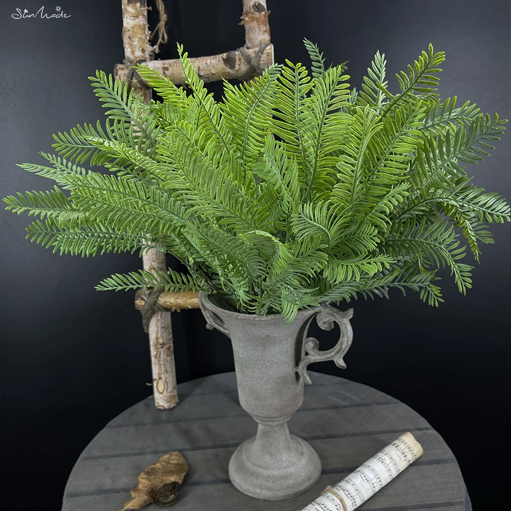 SunMade INS Feather Fir Grass Plastic Artificial Plants Home Wedding ...