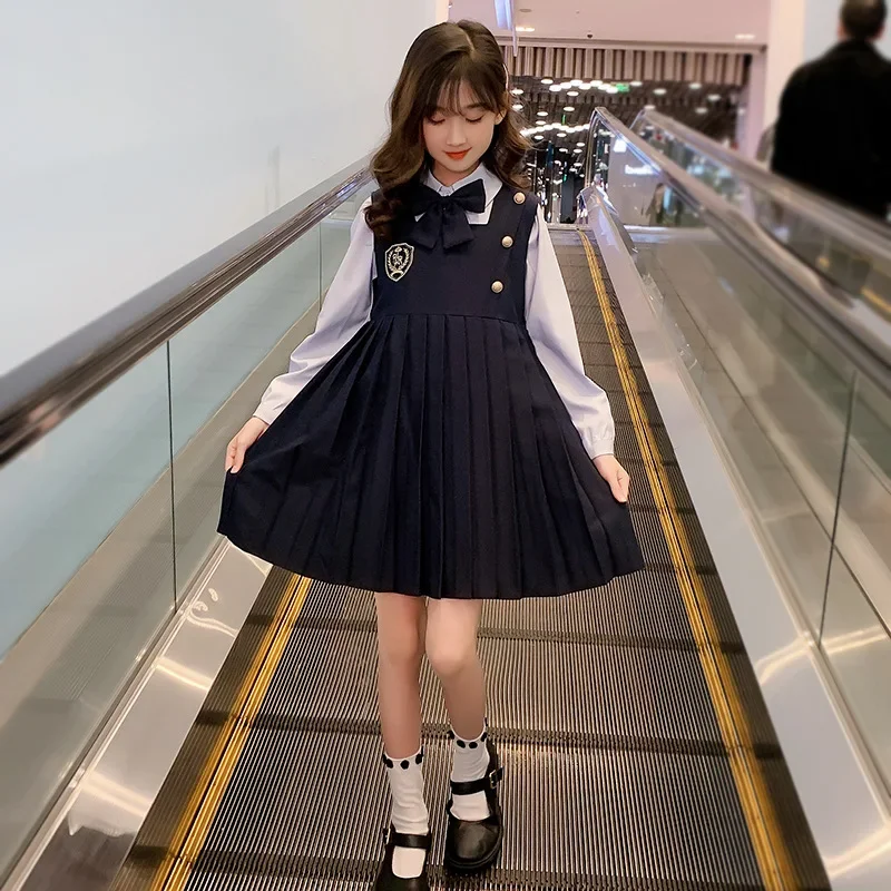 Girls-Set-Autumn-Fashion-Middle-School-Big-Kids-Shirt-Dress-Two-Piece ...