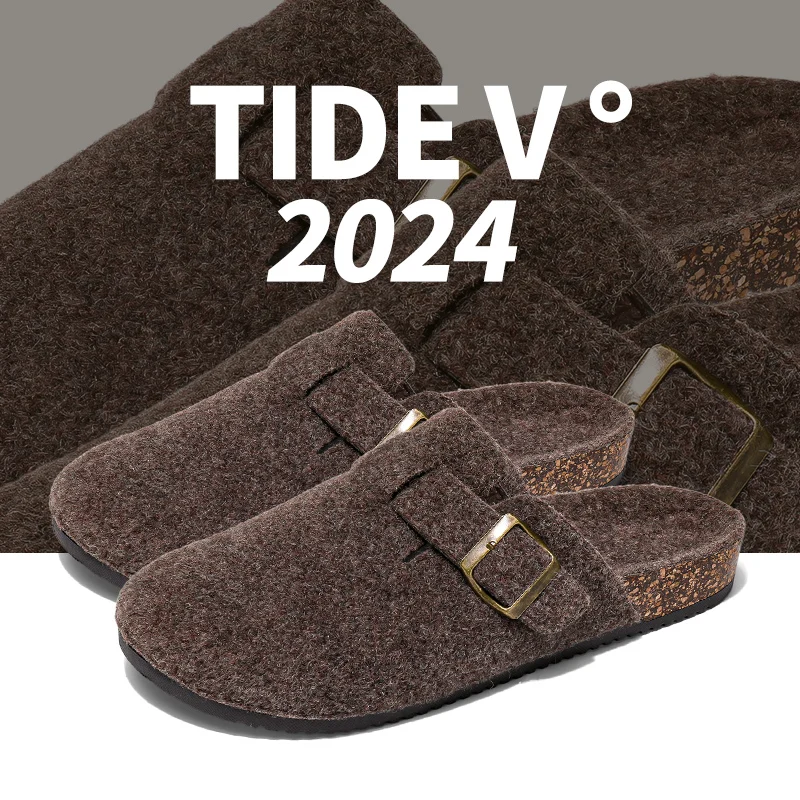 Winter Fur Clogs For Men Women Plush Classic Cork Slippers Fashion ...