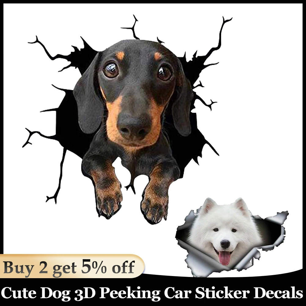 3D-Lovely-Pet-Dog-Car-Sticker-Pug-Samoyed-Dachshund-Dog-Torn-Metal ...