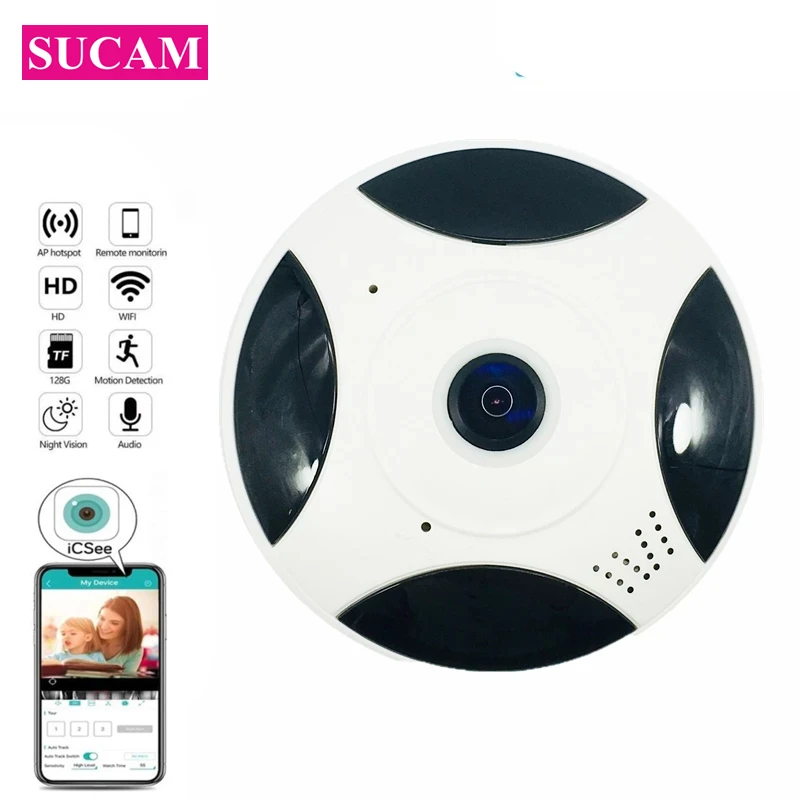 ICSee-3MP-Home-Security-WIFI-Camera-Fisheye-Panoramic-360-Degree-Two ...