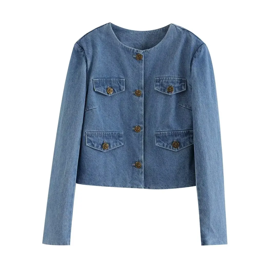 Small-fragrant-style-gold-button-denim-jacket-for-women-in-spring-and ...