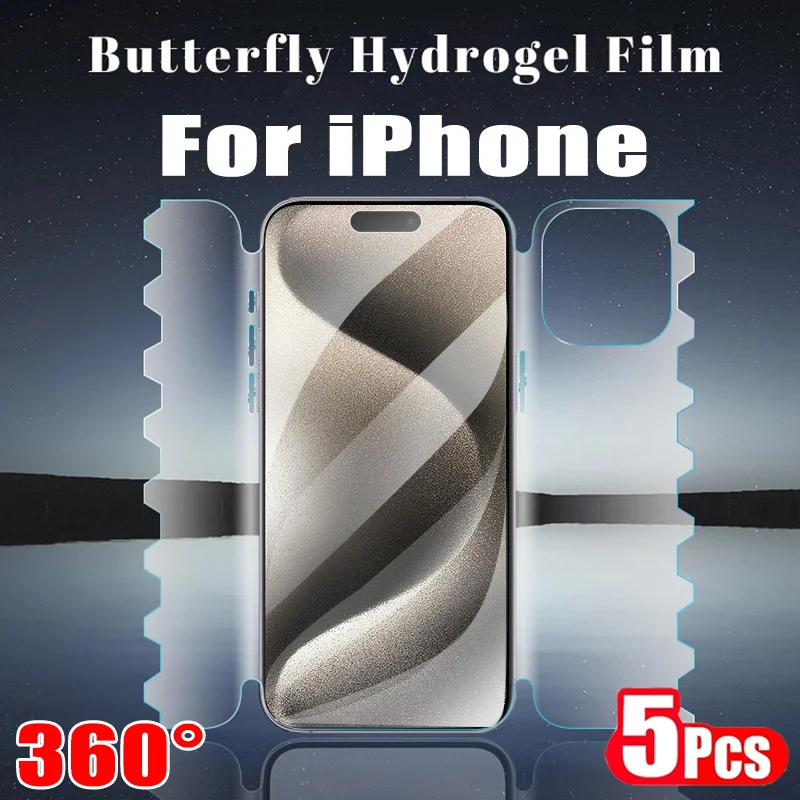 5PCS-Butterfly-Hydrogel-Film-For-iPhone-15-11-14-Pro-Max-13-12-Mini ...