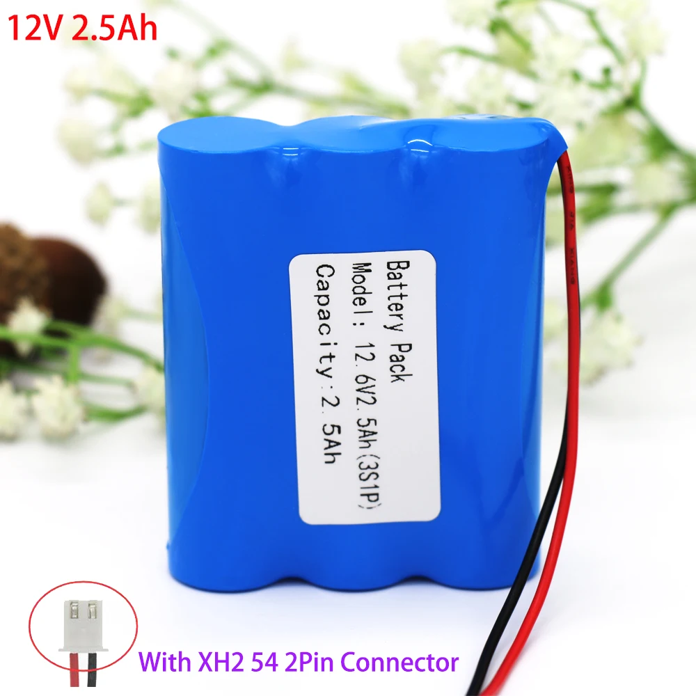 2022 new 12V Battery 3S1P 12.6V/11.1V 2500mAh 18650 Lithium-ion Battery Pack with 5A BMS for ...
