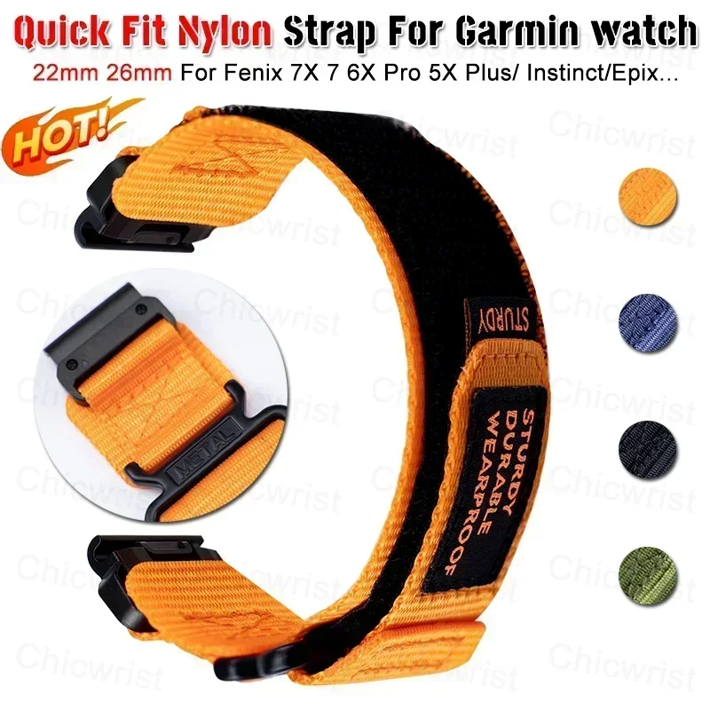 22mm-26mm-For-Garmin-Nylon-Strap-For-Fenix6X-Pro-5-5X-Plus-7X-6-Quick ...