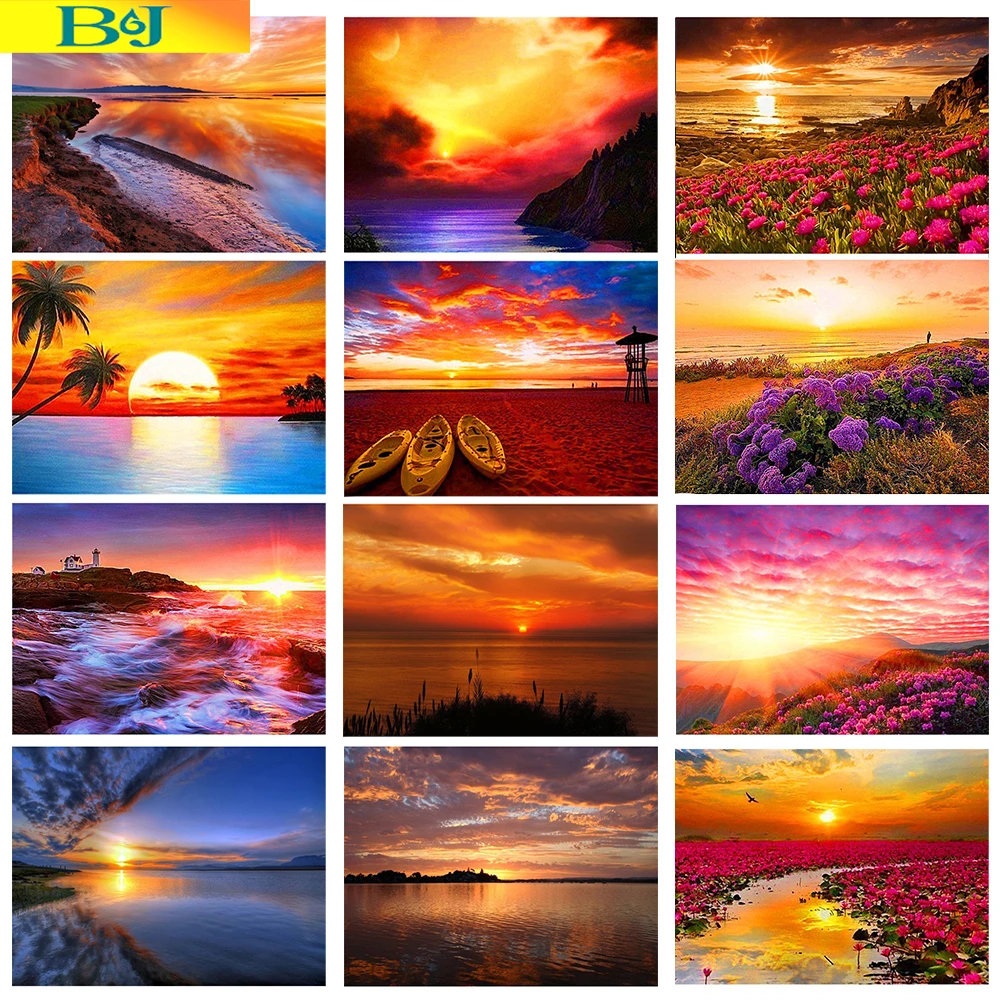 Sunset 5D DIY Diamond Painting Kit Landscape Cross Stitch Picture Full ...