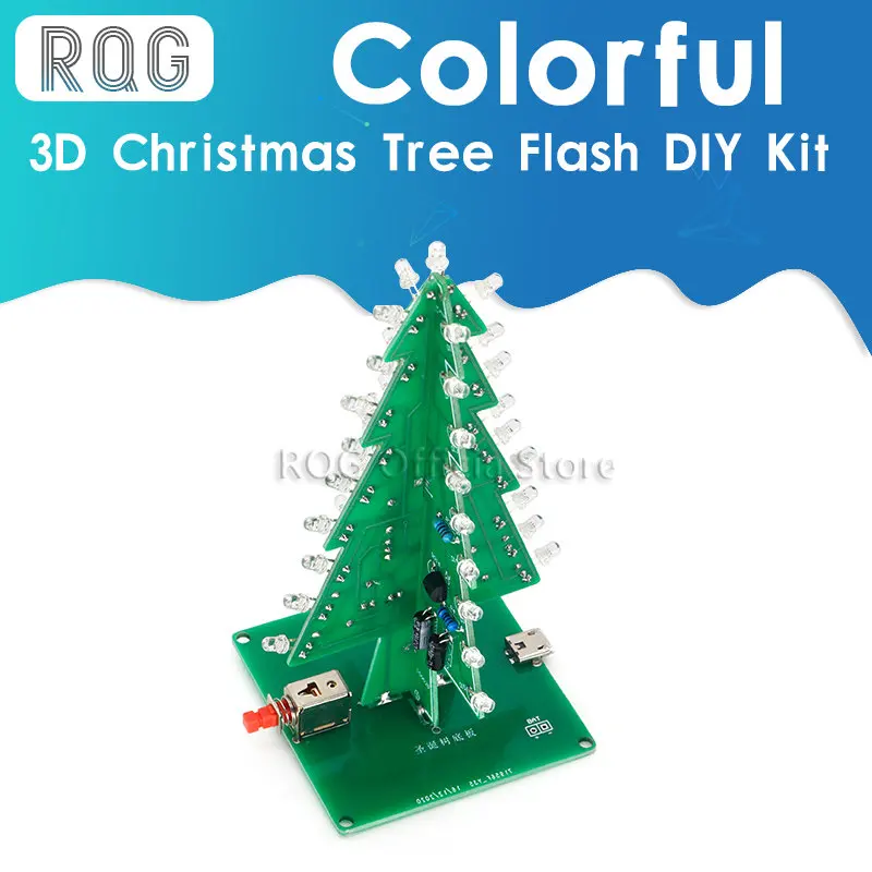 Three-Dimensional-3D-Christmas-Tree-LED-DIY-Kit-Red-Green-Yellow-LED ...