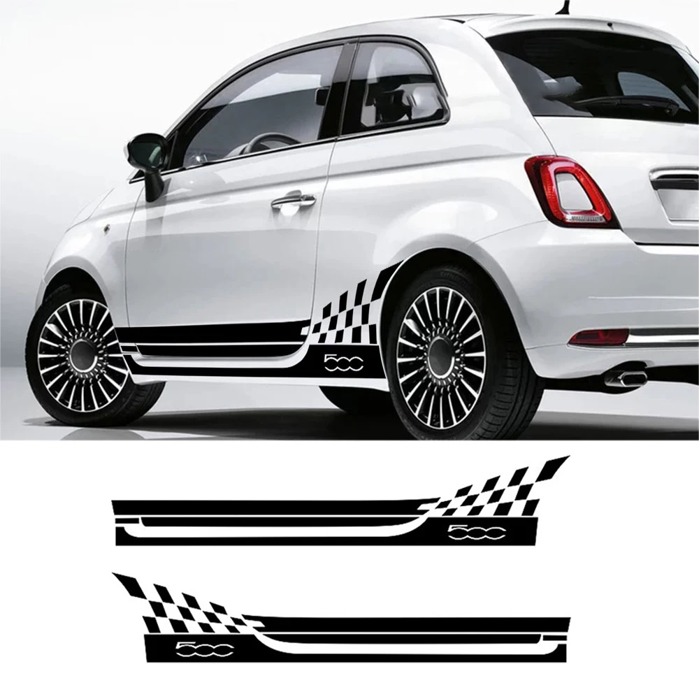 2PCS-Car-Door-Side-Stripe-Stickers-Racing-Sport-Lattice-Vinyl-Decals ...