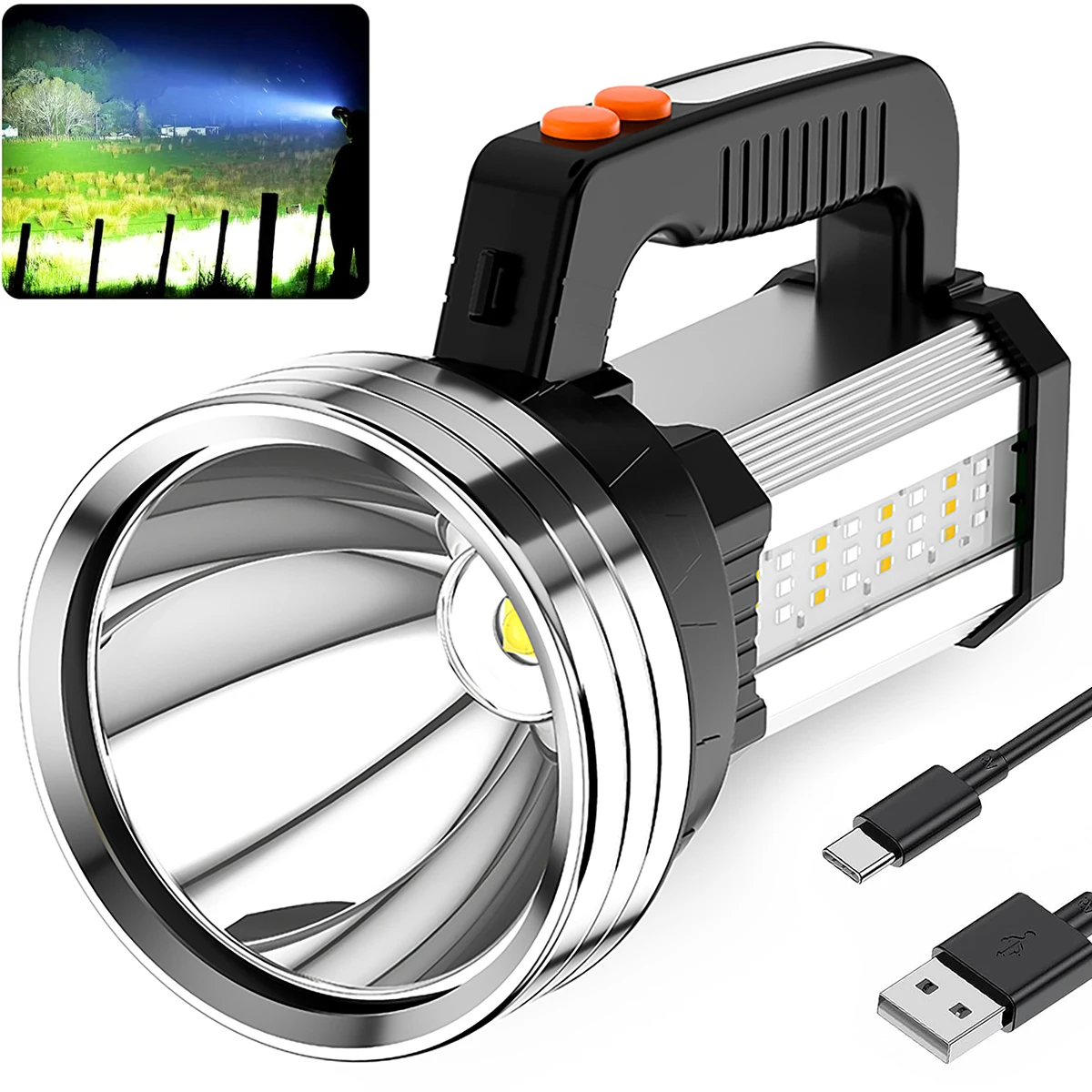Rechargeable-Spotlight-High-Lumens-LED-Flashlight-with-Multi-Purpose ...