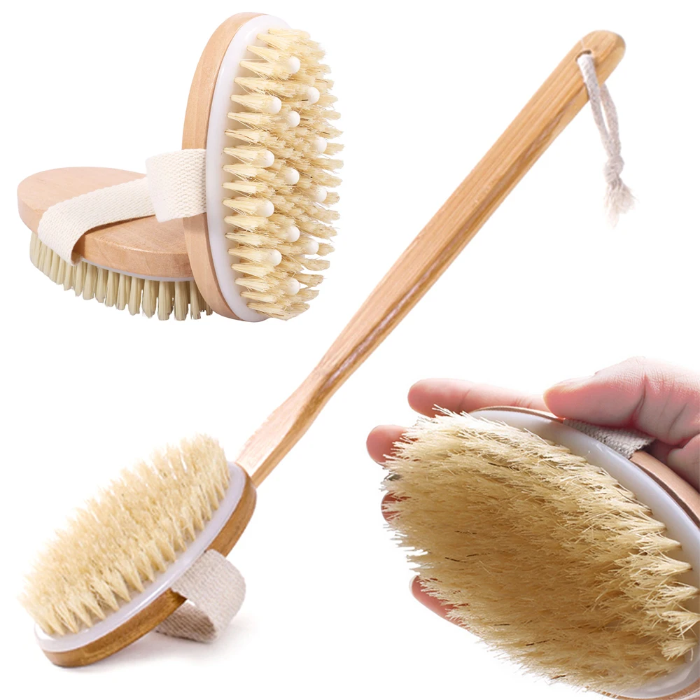 Dry Skin Body Massage Brush Natural Bristle Dead Skin Remover ...