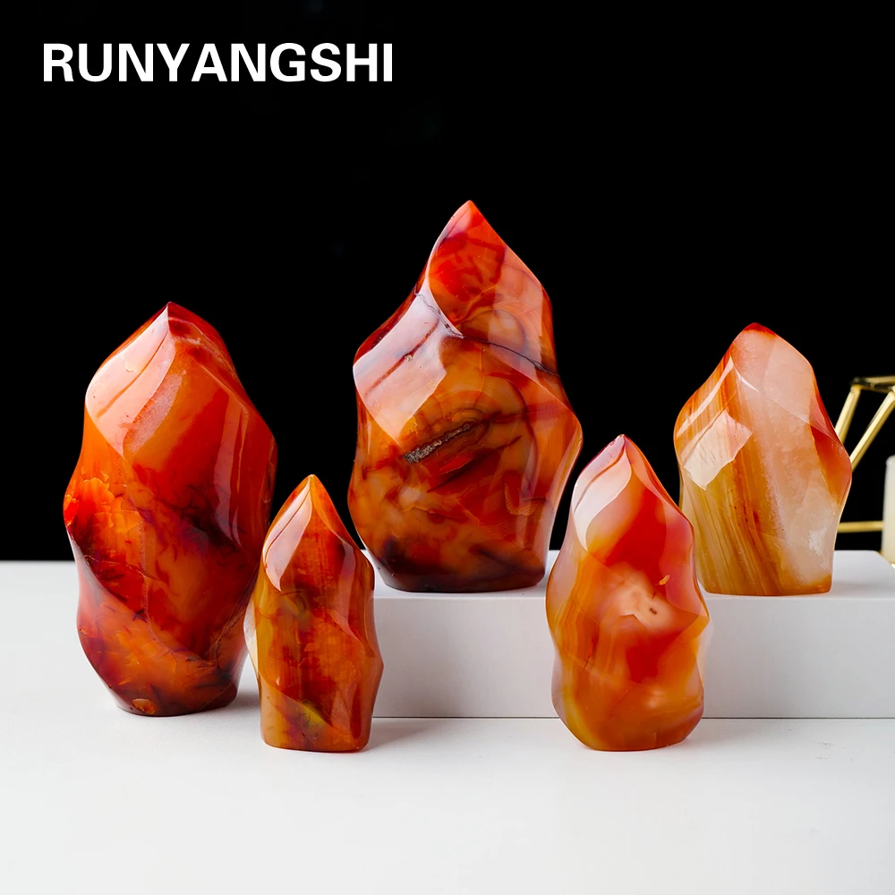 Natural-Stone-Sculpture-Red-Agate-Torch-Carnelian-Flame-Shape-Crystal ...