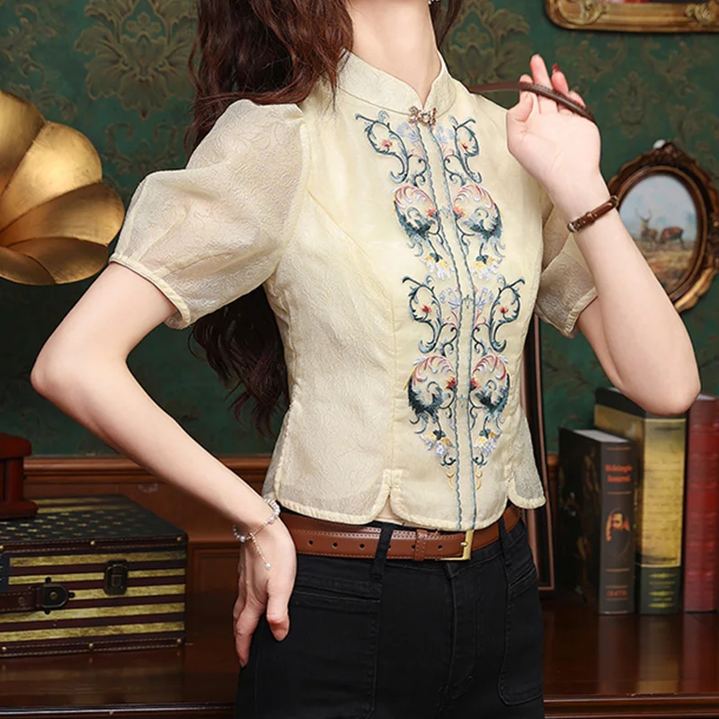 2024-New-Summer-Elegant-Fashion-Retro-Loose-Office-Lady-Women-s-Shirt ...