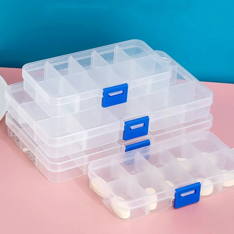 15-Grid-Adjustable-Plastic-Jewelry-Boxes-Plastic-Craft-Organizer ...