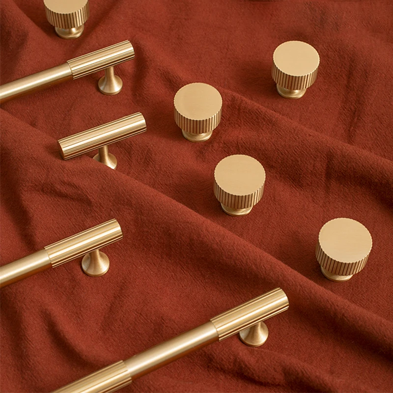 Vertical Lines Solid Brass Drawer Knobs T Bar Handle Bedroom Pulls ...