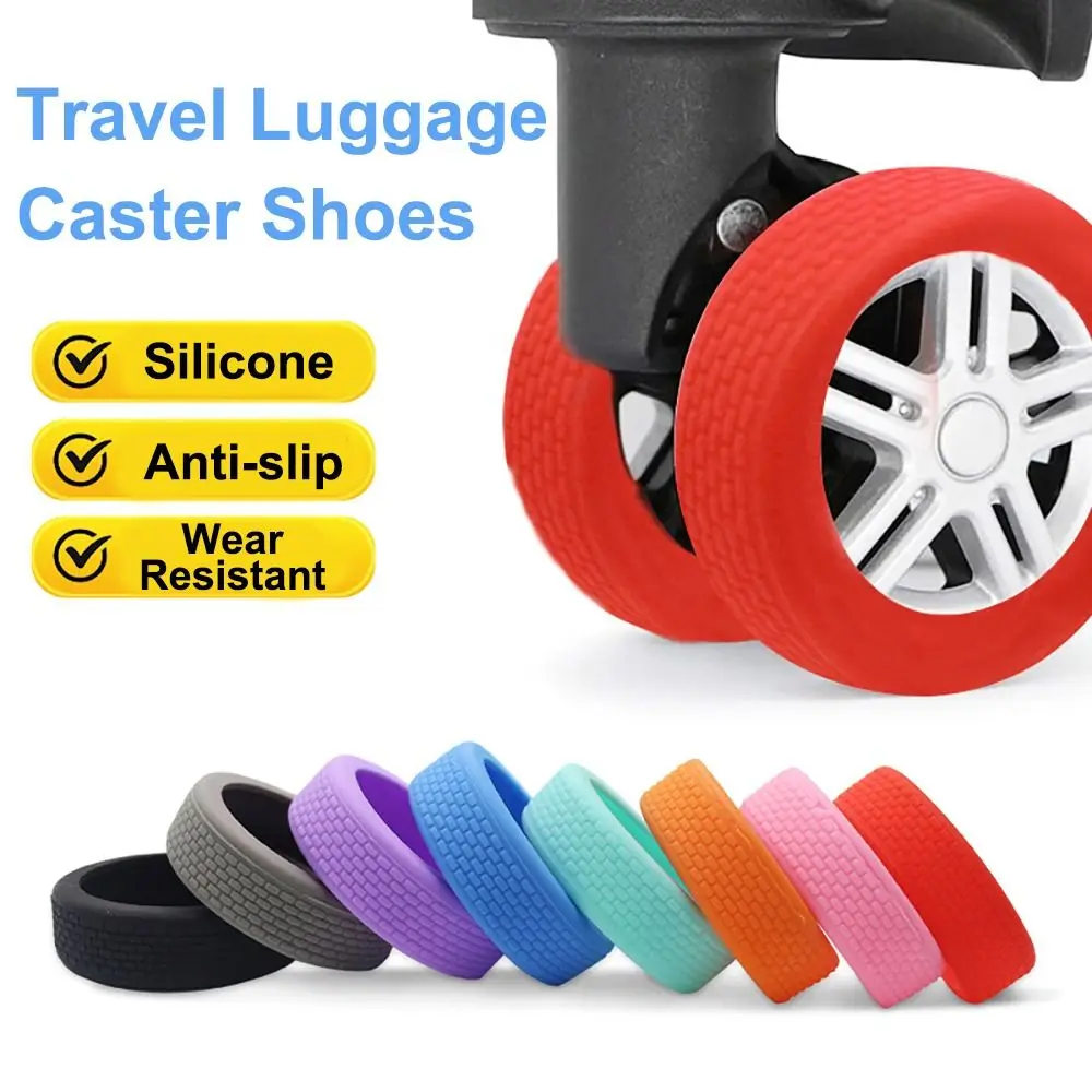 Hot 8PCS/Set Silicone Travel Luggage Caster Shoes Suitcase Parts Reduce ...