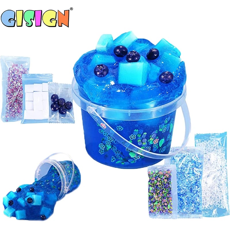 Premade Crystal Slime For Kids For Girls Blueberry Blue Jelly Cube ...