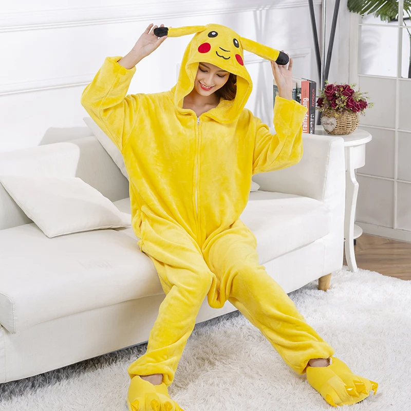 Pikachu Pokemon Zipper Onesie Kigurumi Cosplay Costume Pajama For ...