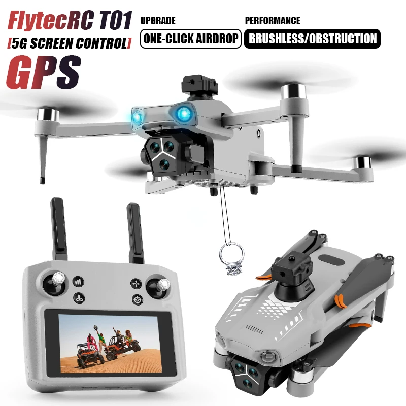 Flytec T01 Drone with Touchscreen Remote, GPS, Obstacle Avoidance ...