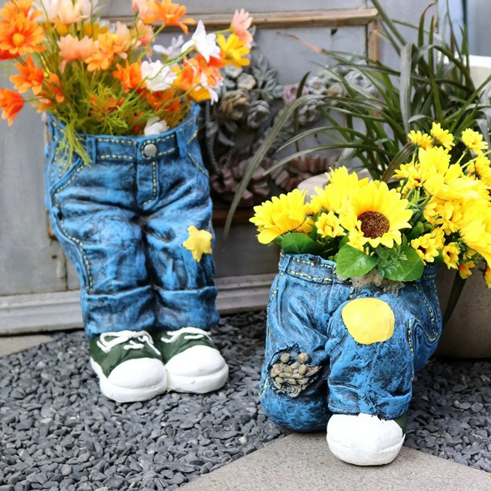 Creative-Jeans-Flower-Pot-Unique-Resin-Crafts-Retro-Resin-Denim-Pants ...