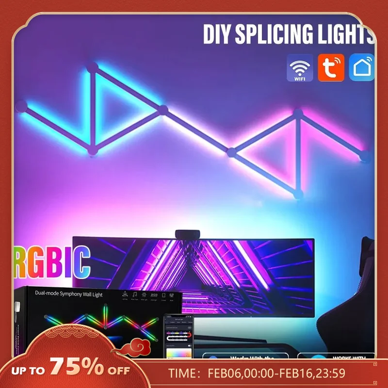 L-mpada-de-Parede-Inteligente-LED-WiFi-Barra-De-Luz-RGB-Luz-Noturna ...