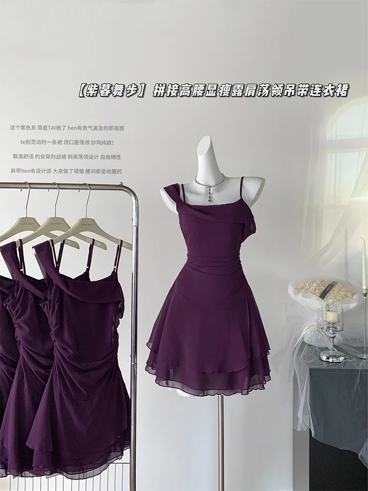 Summer-French-Graduation-Mini-Dress-Women-Old-Money-Spaghetti-Strap ...