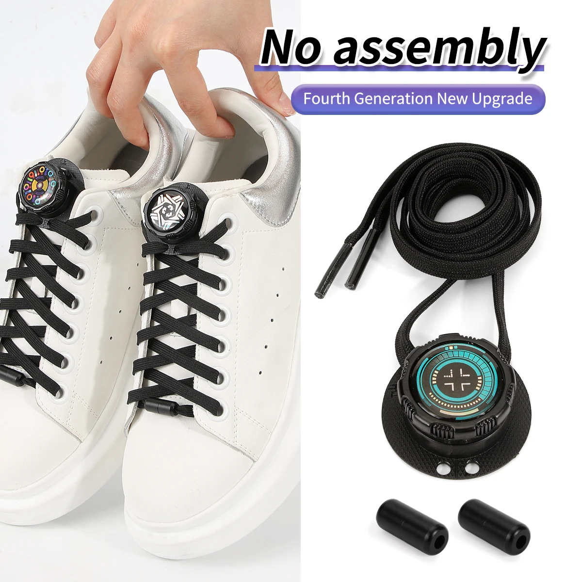 No-Tie Rotating Lock Laces for Men & Women, Upgraded Rotating Lock ...