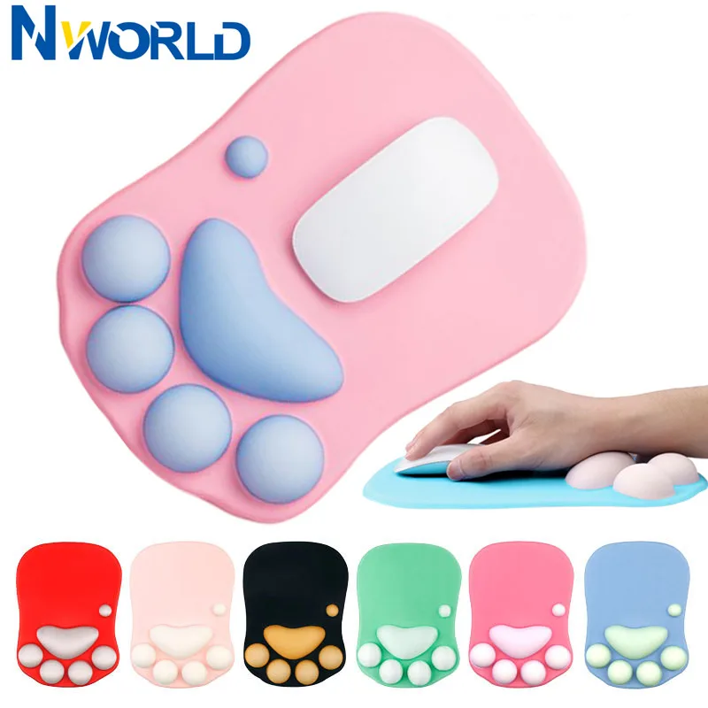 Cute Ergonomic Cat Paw Mouse Pad Wrist Support Silicone Mat For Office ...
