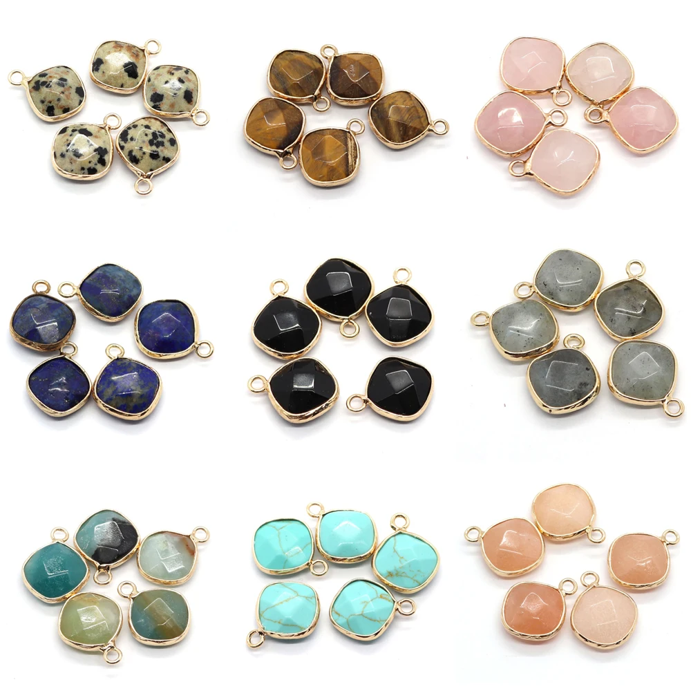 Natural-Stone-Amazonite-Pink-Crystal-Agate-Square-15x19mm-Pendant ...