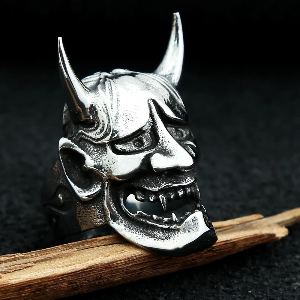 Mens-Gothic-Prajna-Mask-Ring-Stainless-Steel-Japanese-Samurai-Skull ...